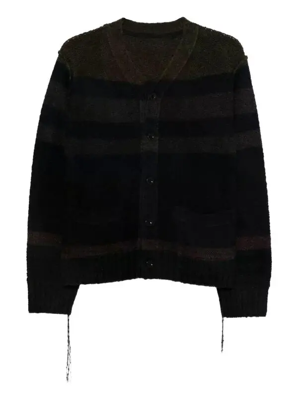 Sacai Striped Pocket Cardigan - Black