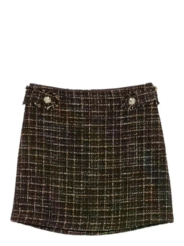 I BLUES Button-detail Checked Mini Skirt - Brown