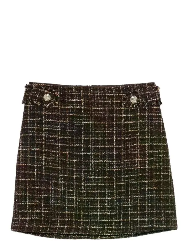 I BLUES Button-detail Checked Mini Skirt - Brown