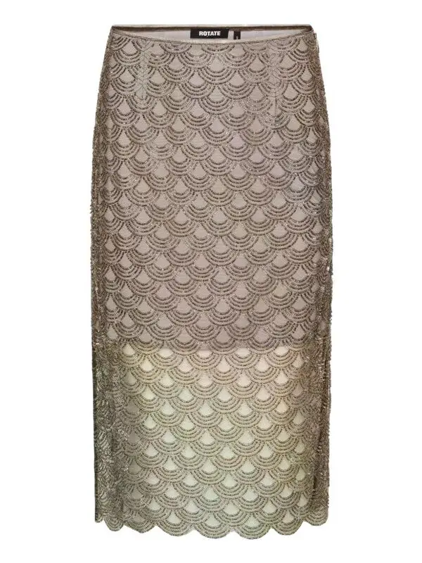 ROTATE BY BIRGER CHRISTENSEN Sequin-embellished Midi Skirt - Grey