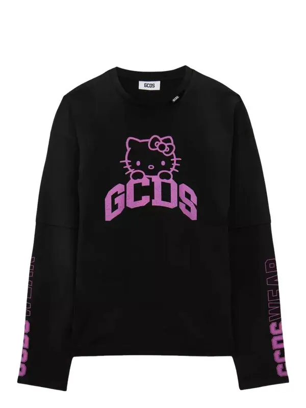 Gcds X Hello Kitty Long-sleeved Cotton T-shirt - Black