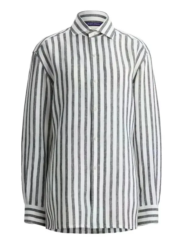 Ralph Lauren Striped Linen Capri Shirt - White