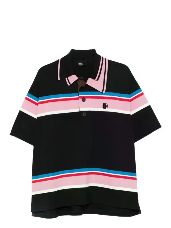 Kolor Striped Polo Shirt - Black