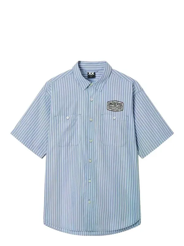 FINGERCROXX Striped Patch Shirt - Blue