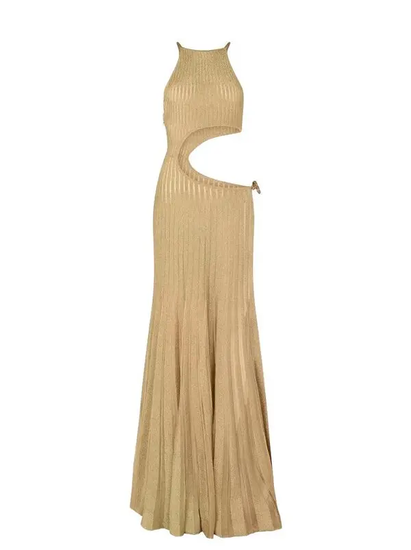 Roberto Cavalli Cut-out Snake-detail Maxi Dress - Gold