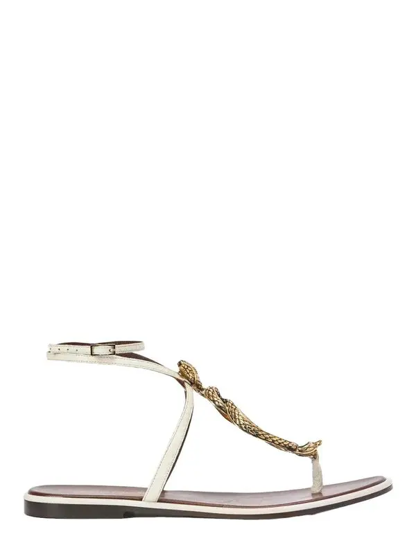 Roberto Cavalli Snake-motif Flat Sandals - White