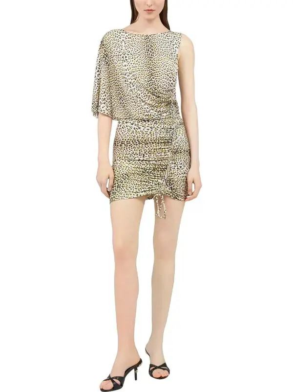 Roberto Cavalli Animal-print Gathered Mini Dress - Neutrals
