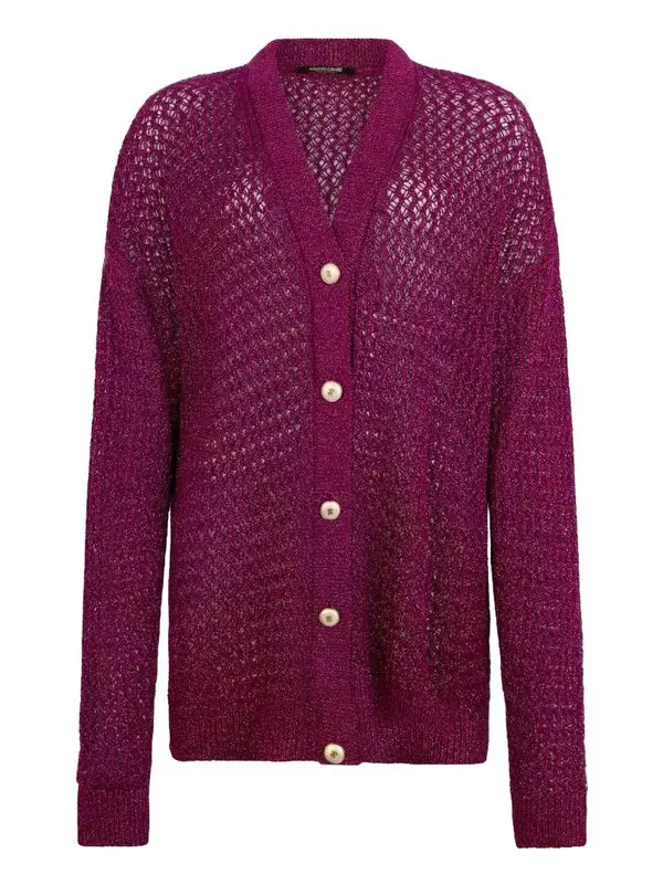 Roberto Cavalli V-neck Lurex Cardigan - Pink