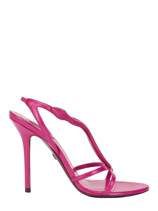 Roberto Cavalli Snake-detail Leather Sandals - Pink