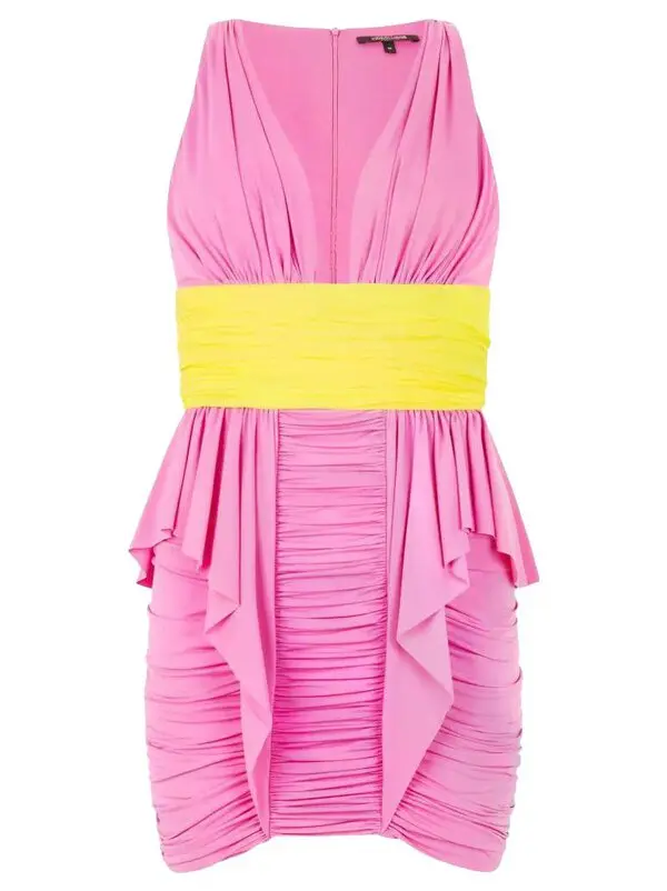 Roberto Cavalli V-neck Ruffled Mini Dress - Pink