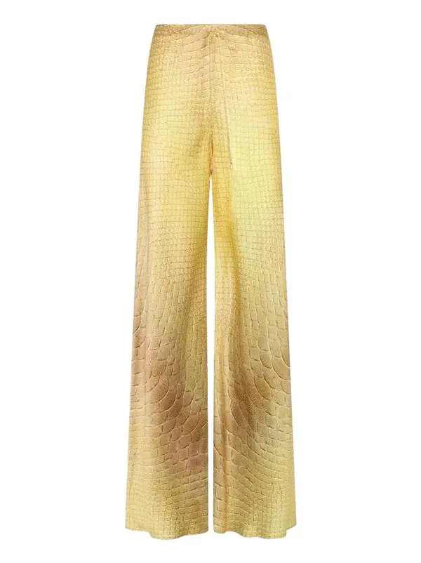 Roberto Cavalli Serpentine-print Palazzo Pants - Gold