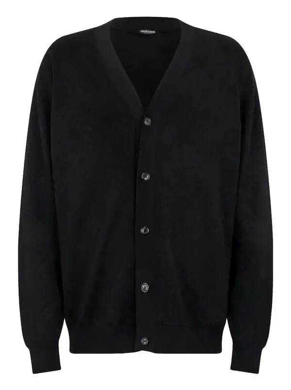 Roberto Cavalli Patterned Button-up Cardigan - Black