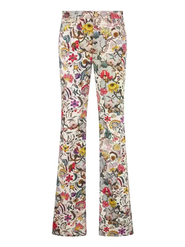 Roberto Cavalli Florentine Floral Trousers - Neutrals