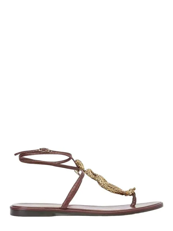 Roberto Cavalli Snake-motif Flat Sandals - Brown