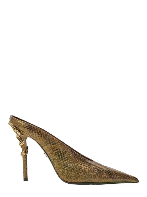 Roberto Cavalli Python Snake-motif Mules - Gold