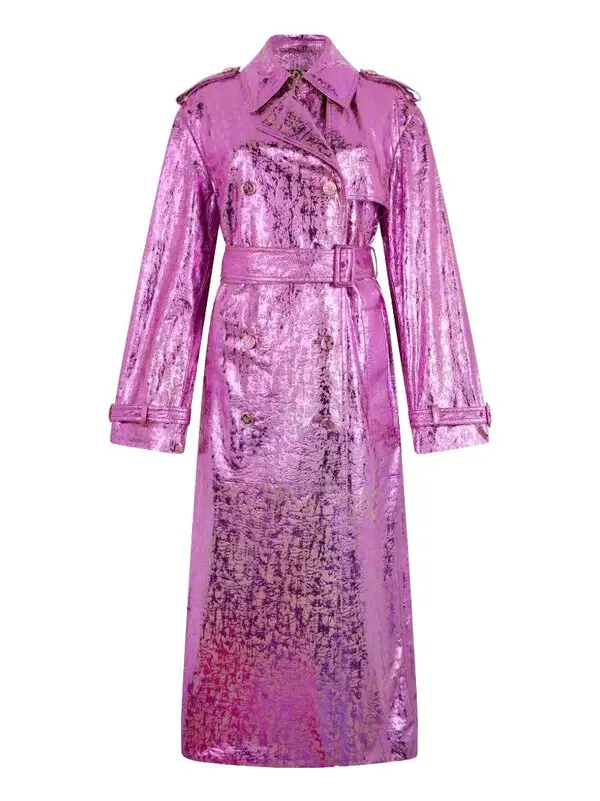 Roberto Cavalli Metallic-effect Trench Coat - Pink