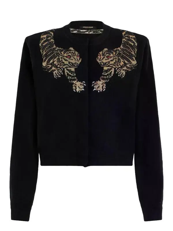 Roberto Cavalli Tiger-print Cardigan - Black