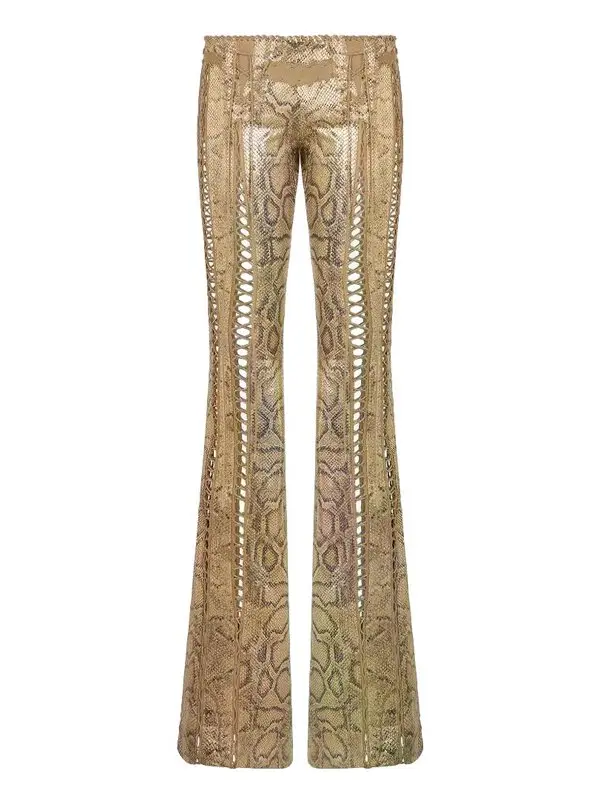 Roberto Cavalli Python-print Cut-out Trousers - Gold