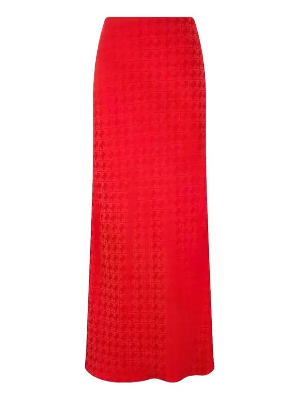 Roberto Cavalli Monogram-pattern Maxi Skirt - Red