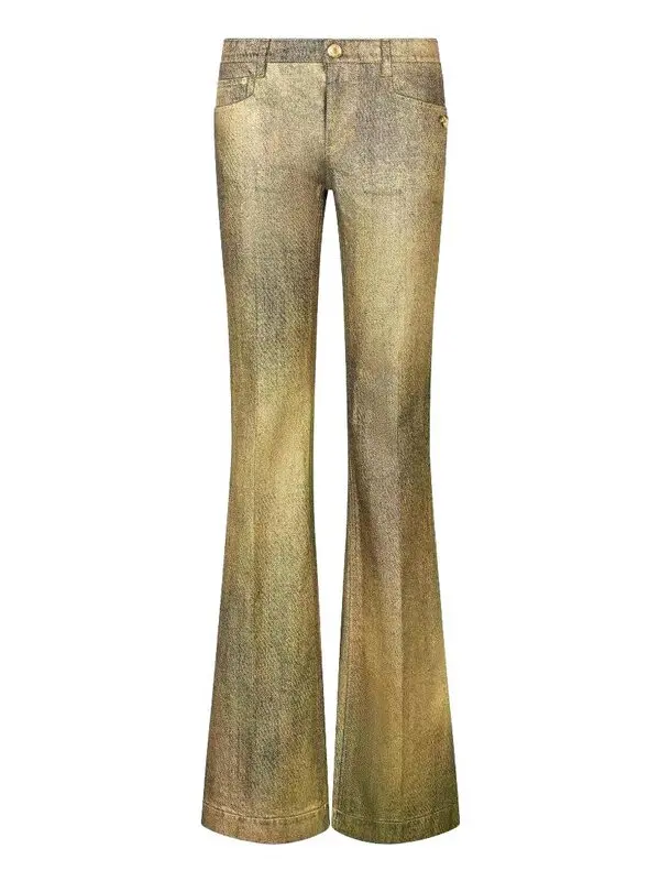 Roberto Cavalli Faded-effect Flared Jeans - Gold