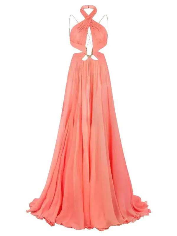 Roberto Cavalli Pleated Maxi Dress - Pink