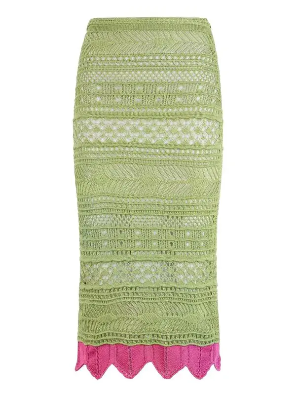 Roberto Cavalli Contrast-detail Midi Skirt - Green
