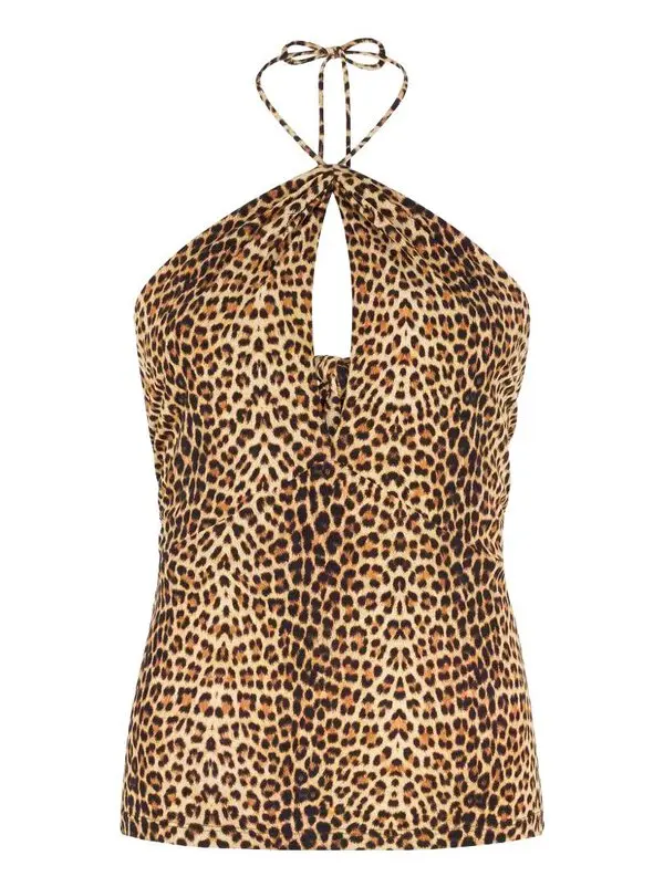 Roberto Cavalli Halterneck Animal-print Top - Brown