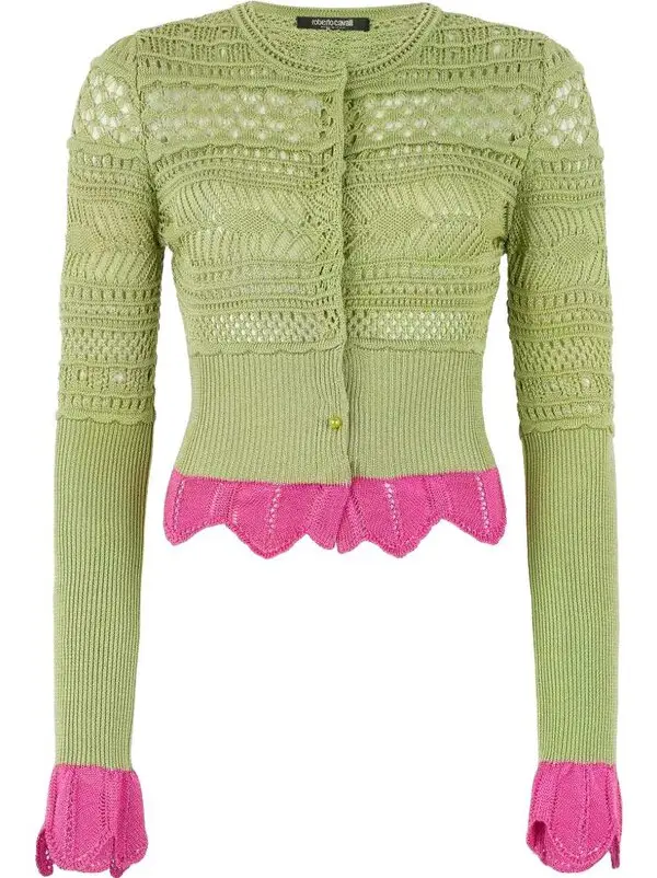 Roberto Cavalli Contrast-detail Cardigan - Green