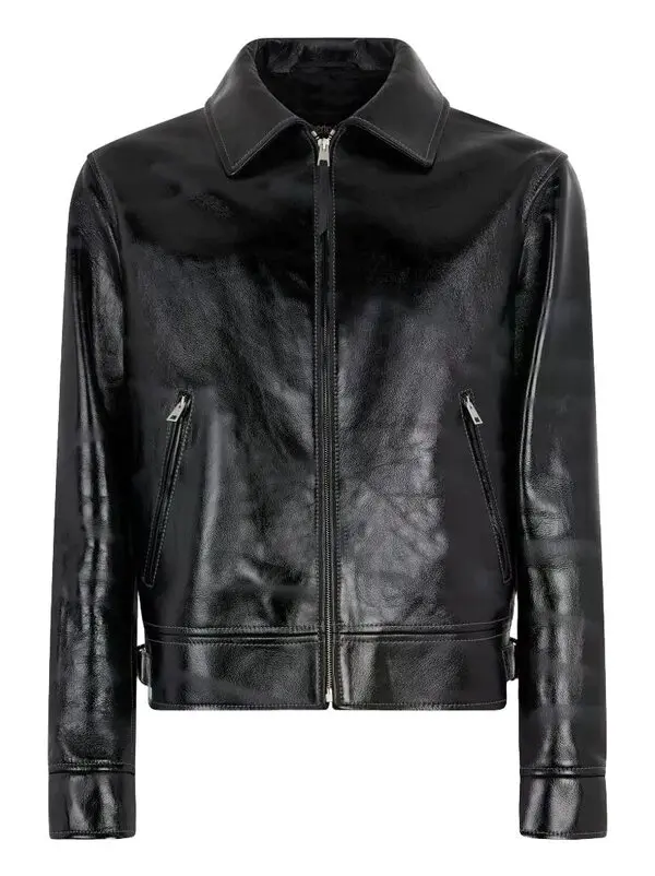 Roberto Cavalli Zip-up Leather Jacket - Black