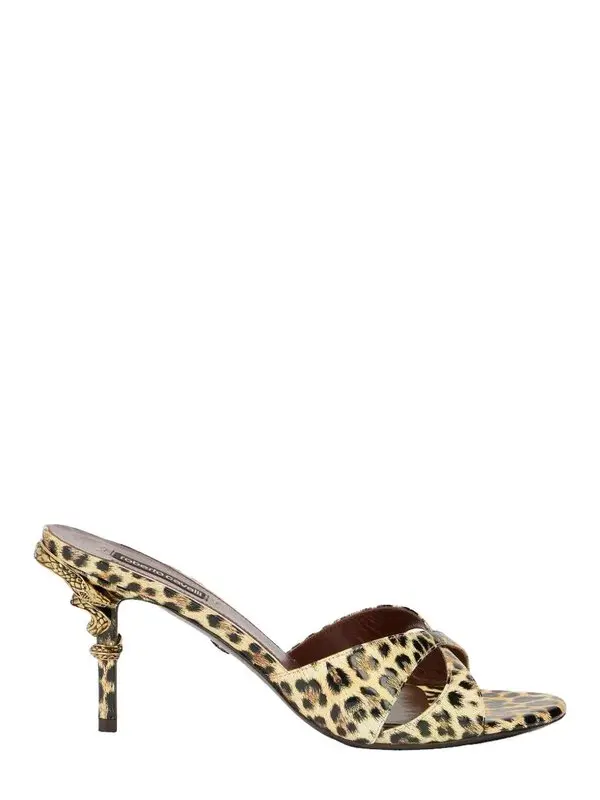 Roberto Cavalli Leopard-print Crossover Sandals - Neutrals