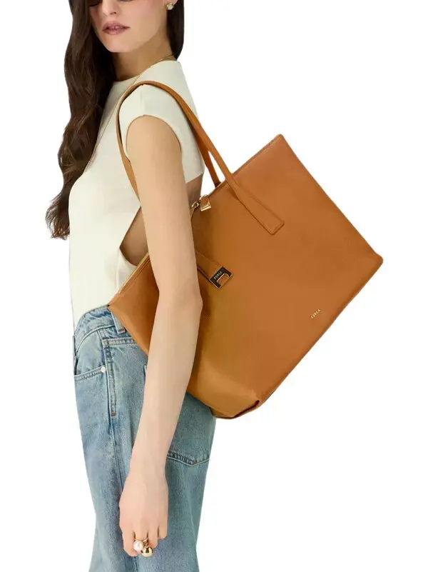 Furla Olivia Zip Leather Tote Bag - Neutrals
