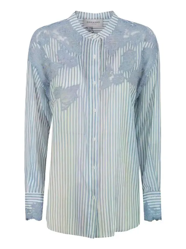 Ermanno Scervino Striped Lace Shirt - Blue