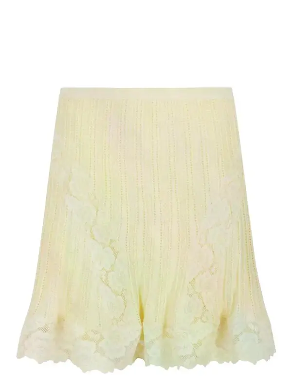 SELF-PORTRAIT Knitted Lace Skirt - Yellow