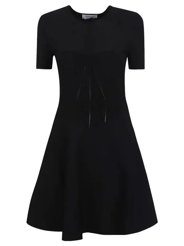 Alexander McQueen Ribbed A-line Dress - Black