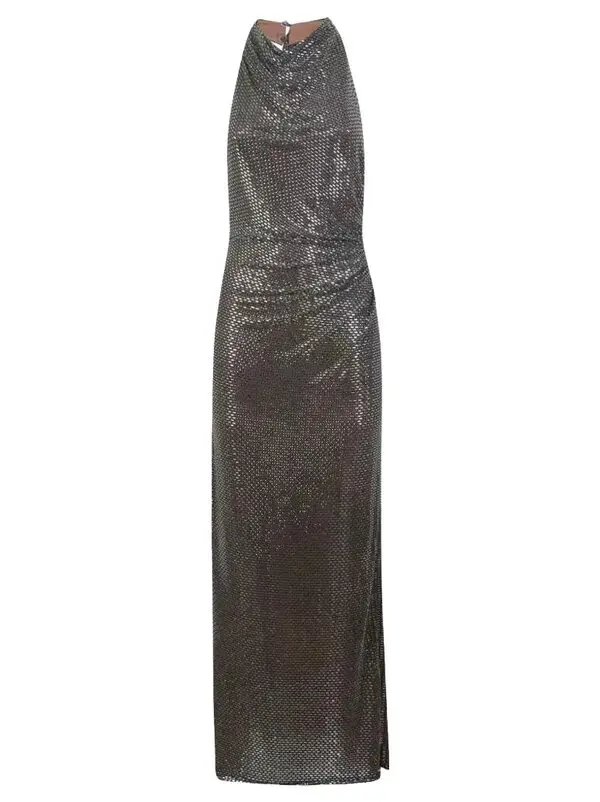 SELF-PORTRAIT Rhinestone Maxi Dress - Silver