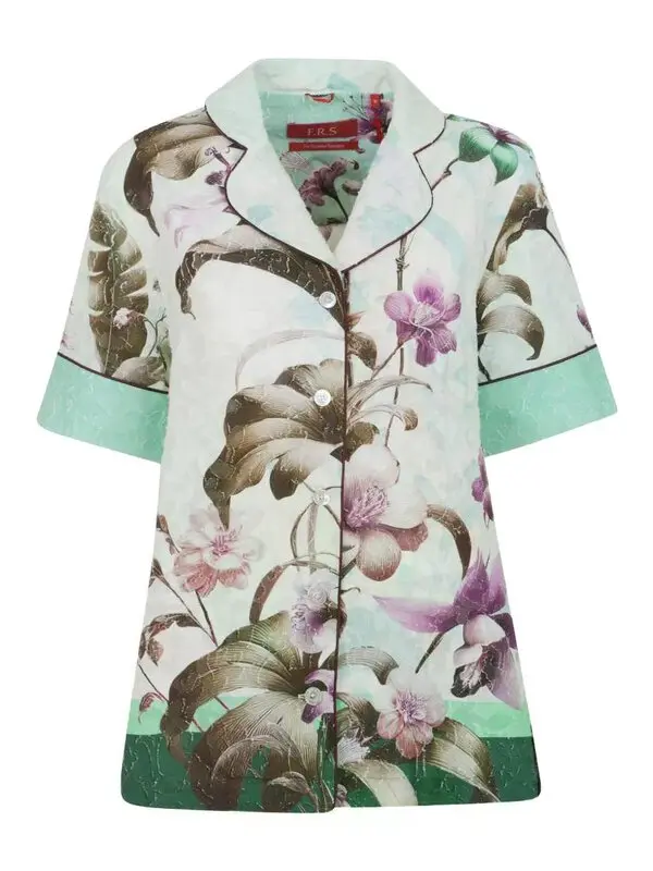 F.R.S FOR RESTLESS SLEEPERS Floral Print Collar Shirt - Green