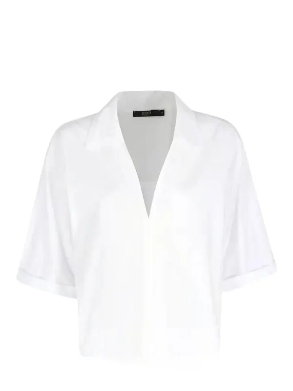 Seventy Collared V-neck Top - White