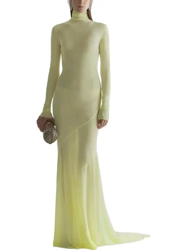 MUGLER Turtleneck Gown - Yellow