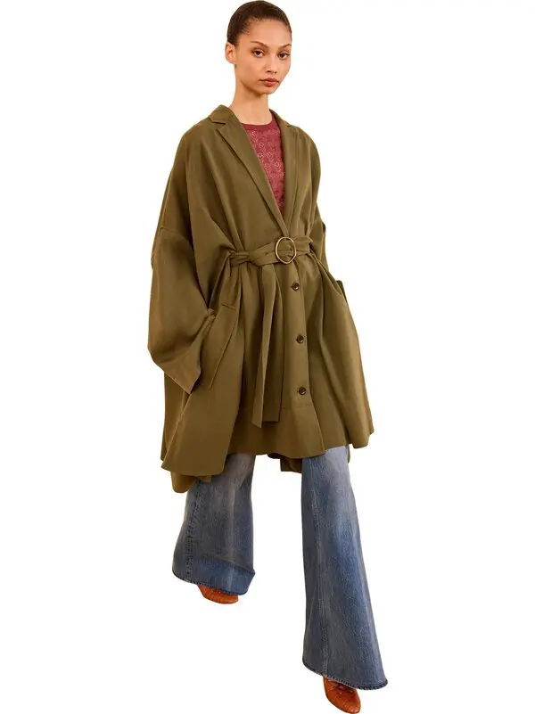 Ulla Johnson Margaux Belted Twill Trench Coat - Pinon