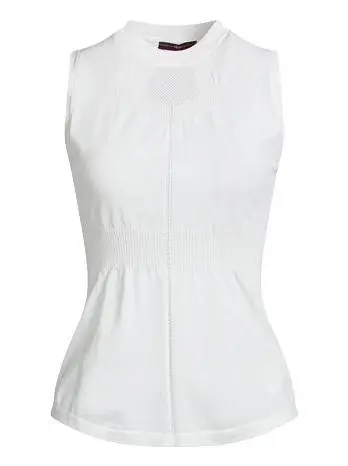 High Sleeveless Knitted Nylon Sweater - White