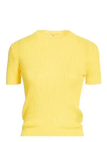 CRUNA Ribbed-knit Cotton Crewneck Sweater - Yellow
