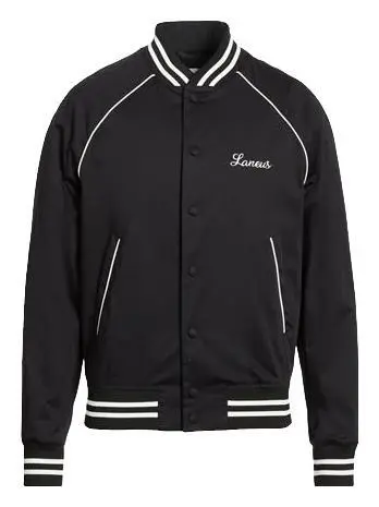 LANEUS Varsity Jacket With Embroidered Logo - Black