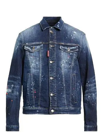 Dsquared2 Denim Trucker Jacket With Distressed And Tie-dye Details - Blue
