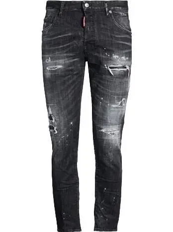 Dsquared2 Tapered Jeans In Denim With Distressed Details - Black