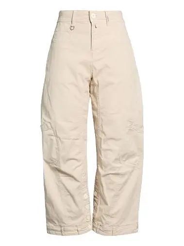 High Cotton-elastane Blend Cargo Pants - Beige