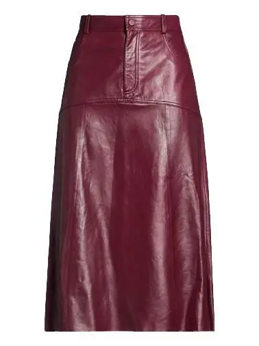 Ba&sh Lambskin Midi Skirt - Red