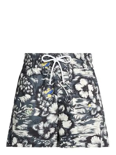 DEPARTMENT 5 Cotton Hawaiian-print High-waisted Shorts - Blue