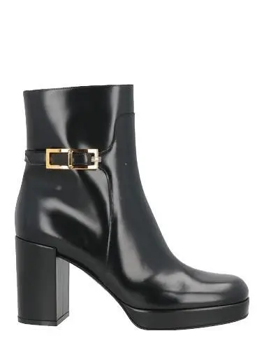 SERGIO ROSSI Glossed-leather Ankle Boots - Black