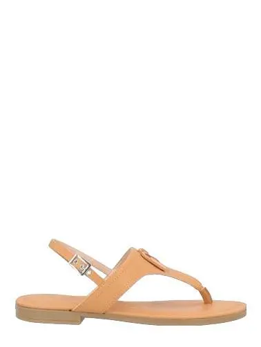 LIU •JO Leather Thong Sandals - Beige