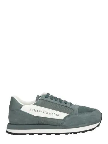 Armani Exchange Low-top Sneakers In Leather And Technical Fabric - Green